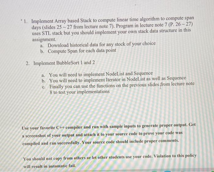 Solved 2 Implement Bubblesort 1 And 2 A You Will Need To 