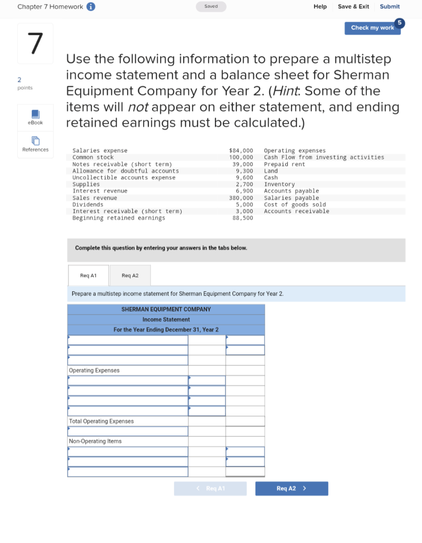 Use the following information to prepare a multistep | Chegg.com