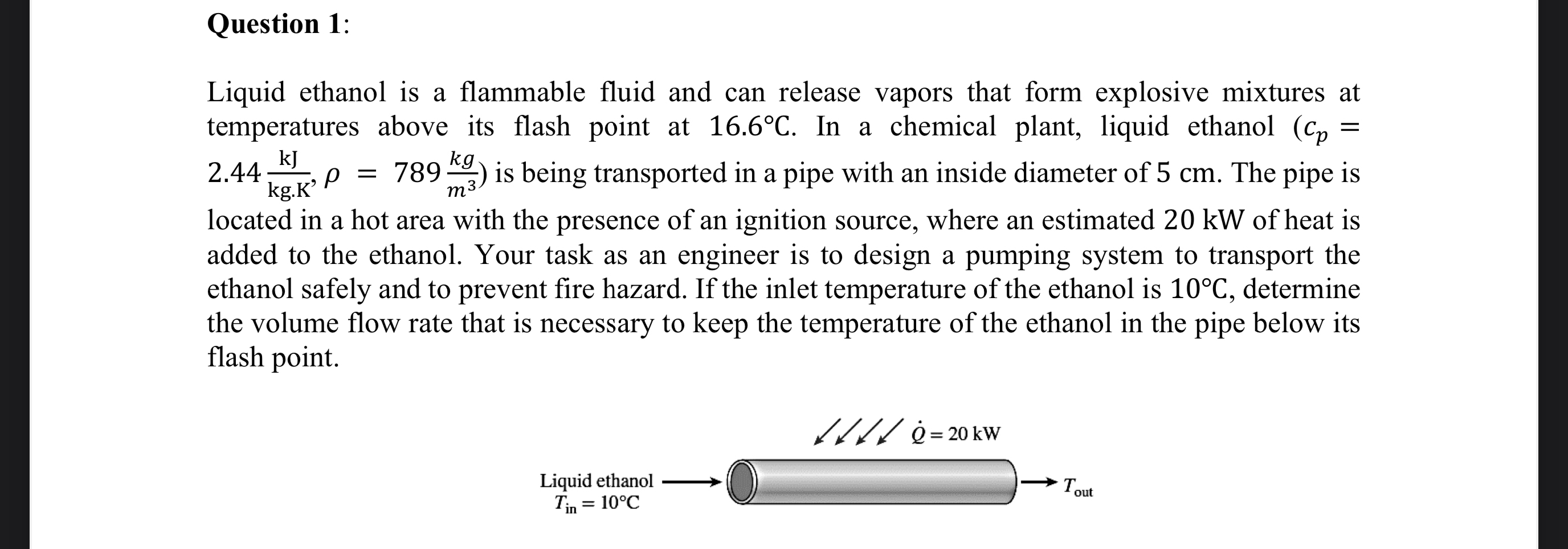Solved Question 1:Liquid ethanol is a flammable fluid and | Chegg.com