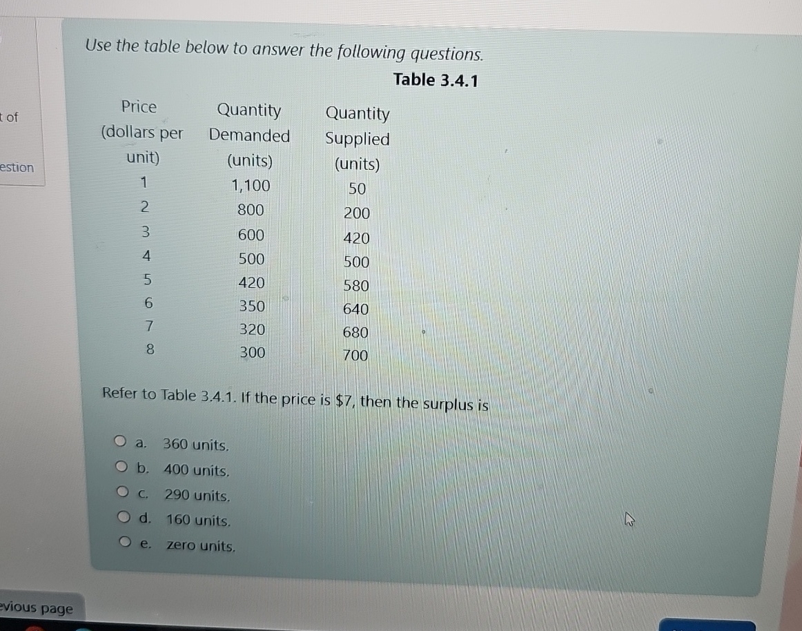 Solved Use the table below to answer the following | Chegg.com