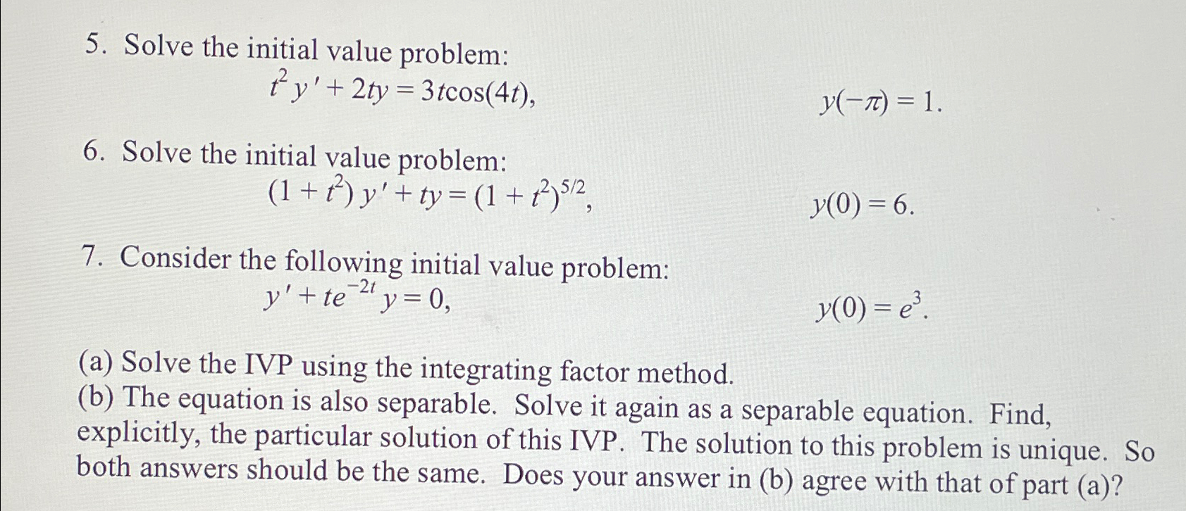 Solved Solve the initial value | Chegg.com