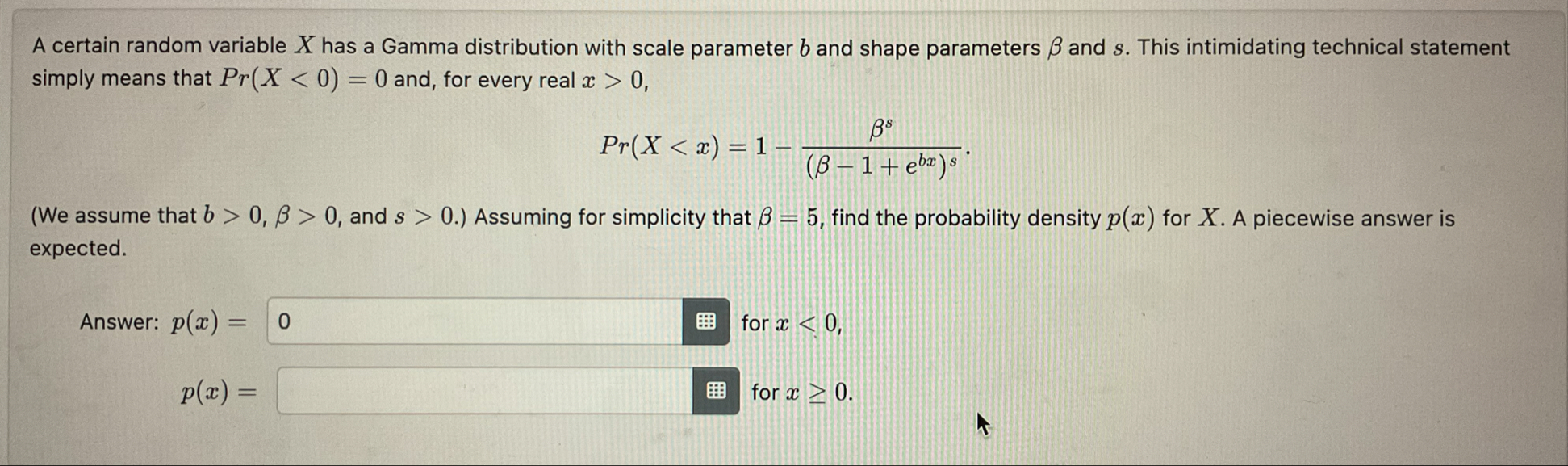 Solved A certain random variable x ﻿has a Gamma distribution | Chegg.com
