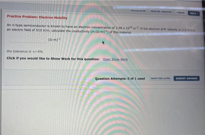 Solved CALCULATOR PRINTER VERSION BACK NEXT Practice | Chegg.com