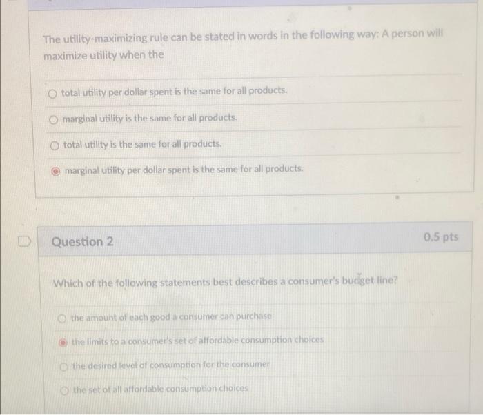 Solved The utility-maximizing rule can be stated in words in | Chegg.com