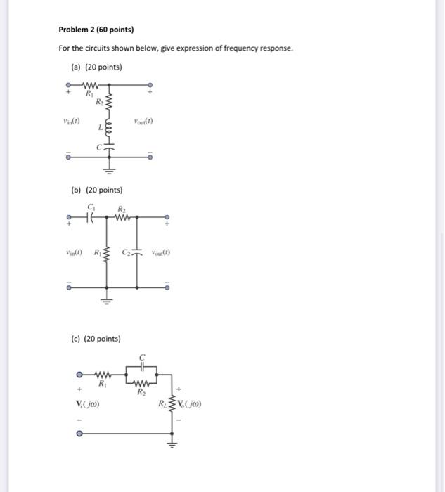 Solved For the circuits shown below, give expression of | Chegg.com