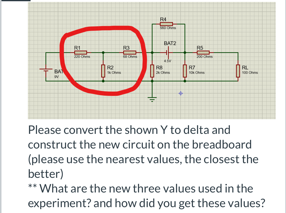 Solved Please convert the shown Y ﻿to delta and construct | Chegg.com