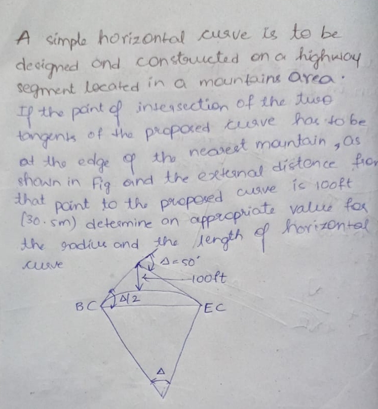 A simple horizontal curve is to be designed and | Chegg.com