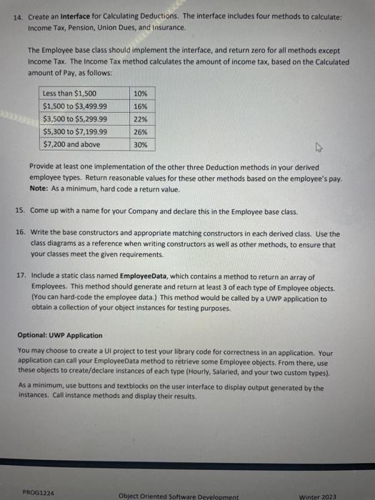 Solved PROG1224 Object Oriented Software Development Winter | Chegg.com