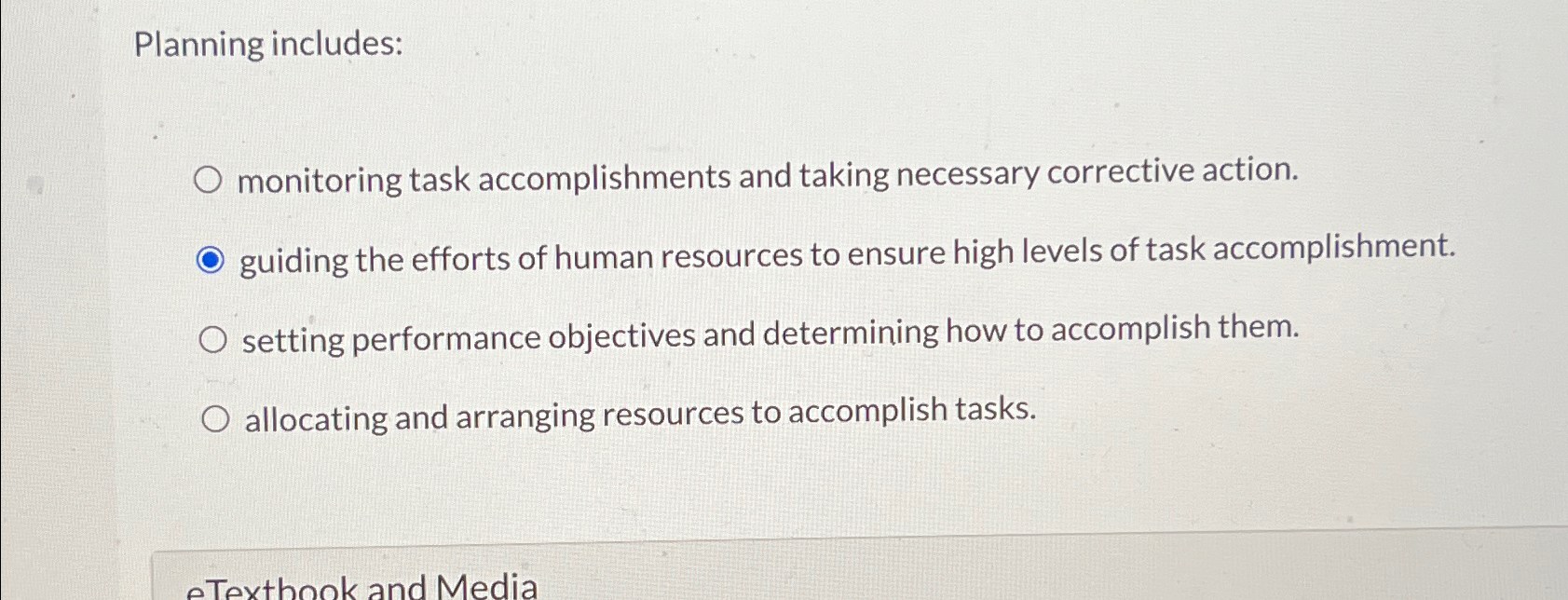 Solved Planning includes:monitoring task accomplishments and | Chegg.com