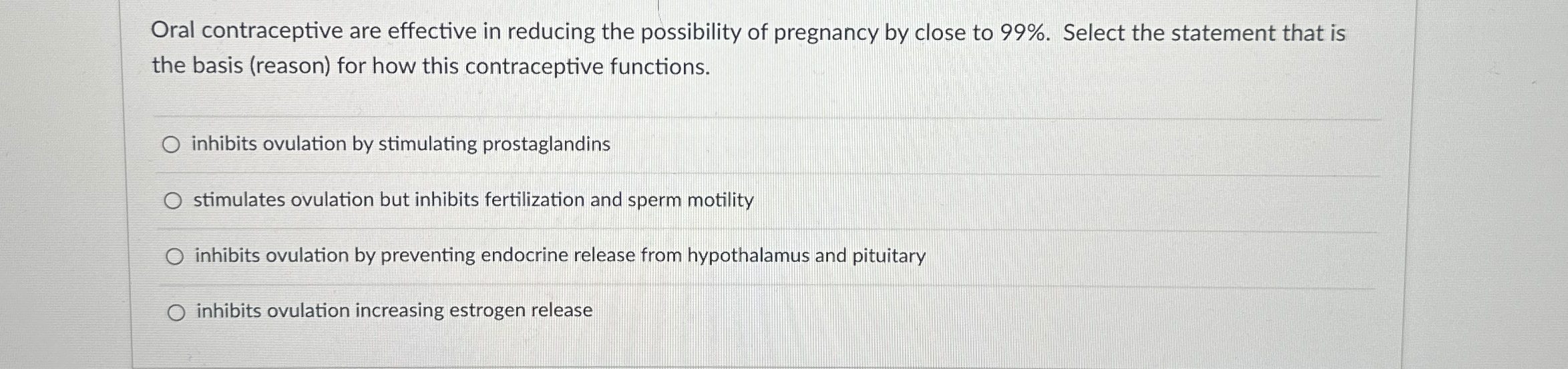 Solved Oral contraceptive are effective in reducing the | Chegg.com