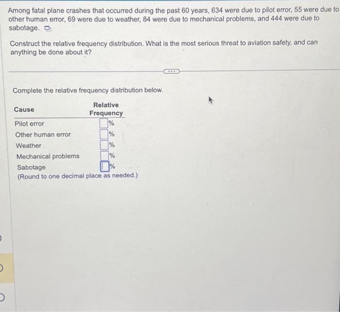 Solved Among fatal plane crashes that occurred during the | Chegg.com