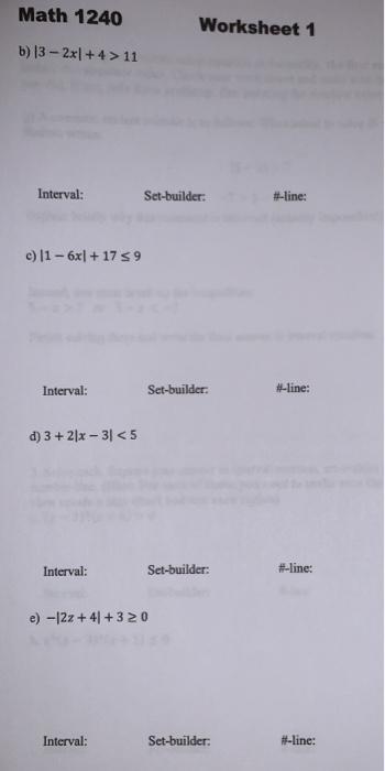 Solved Math 1240 Worksheet 1 Name Show all work and | Chegg.com