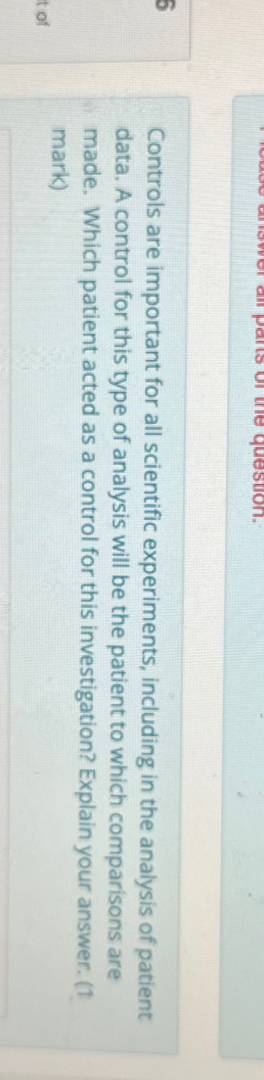 Solved Controls are important for all scientific | Chegg.com