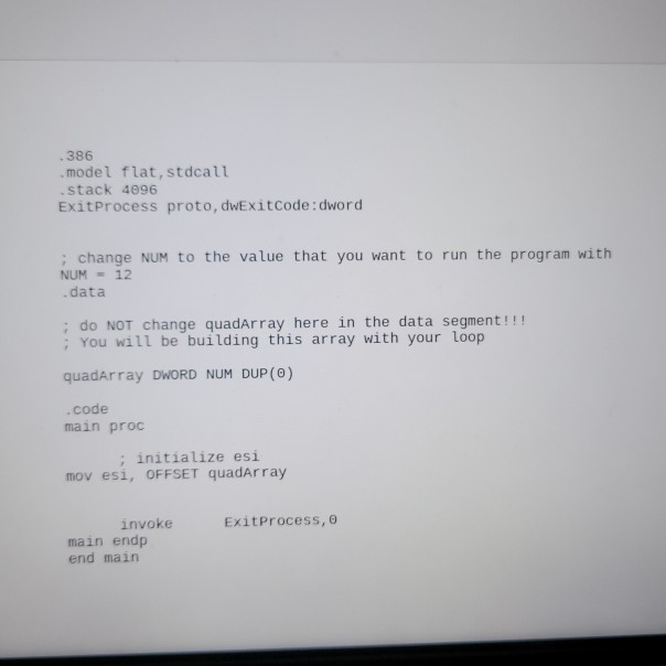 -386 model flat, stdcall .stack 4096 ExitProcess | Chegg.com