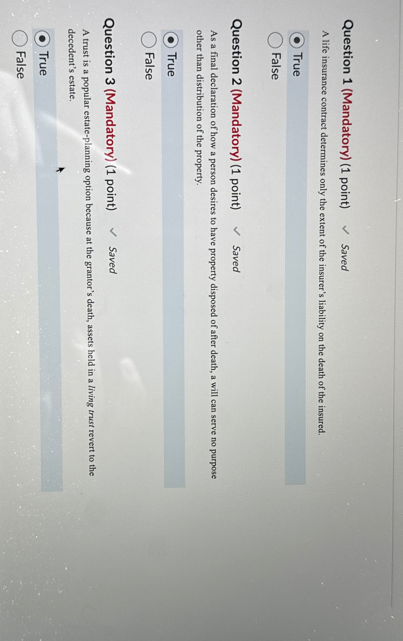 Solved Question 1 (Mandatory) (1 ﻿point) ﻿SavedA life | Chegg.com
