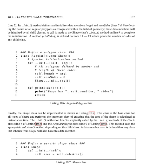 Solved 10.3. POLYMORPHISM & INHERITANCE 137 (line 2). Its | Chegg.com