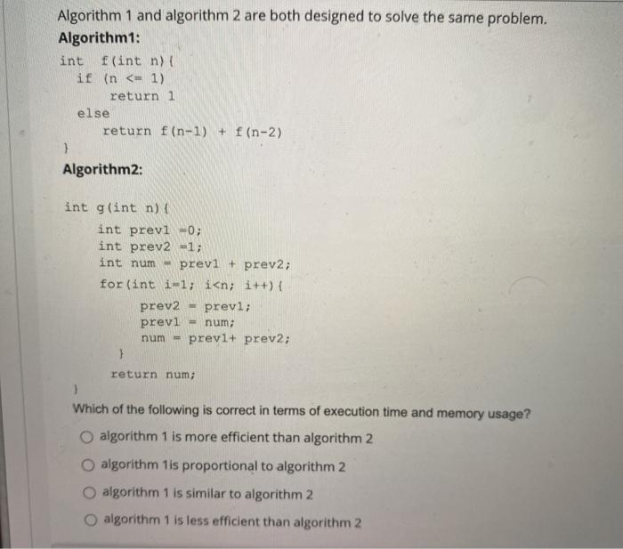 Solved Algorithm 1 and algorithm 2 are both designed to | Chegg.com