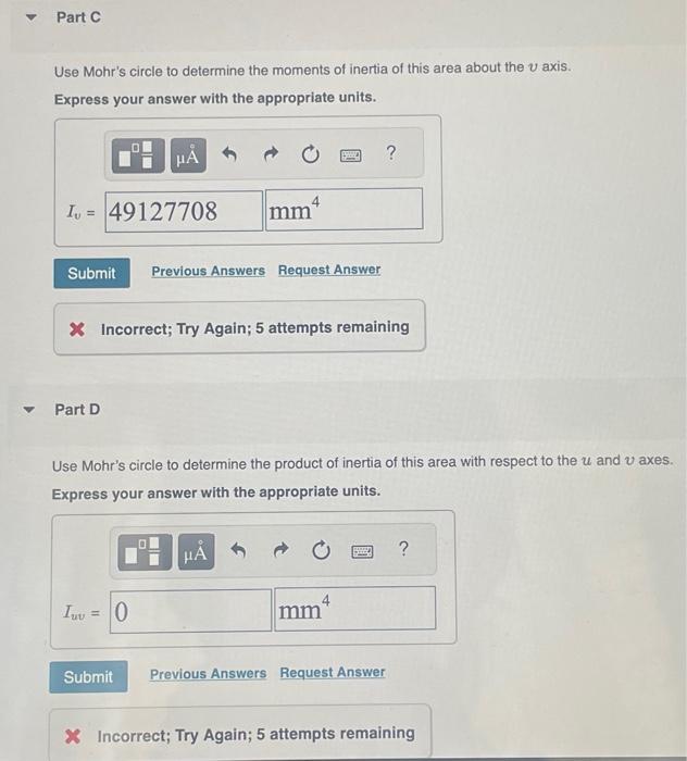 Solved Use Mohr's circle to determine the moments of inertia | Chegg.com