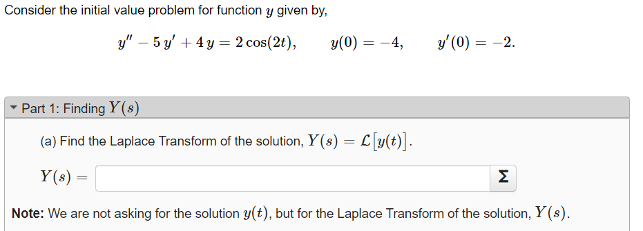 Solved Consider the initial value problem for function y | Chegg.com