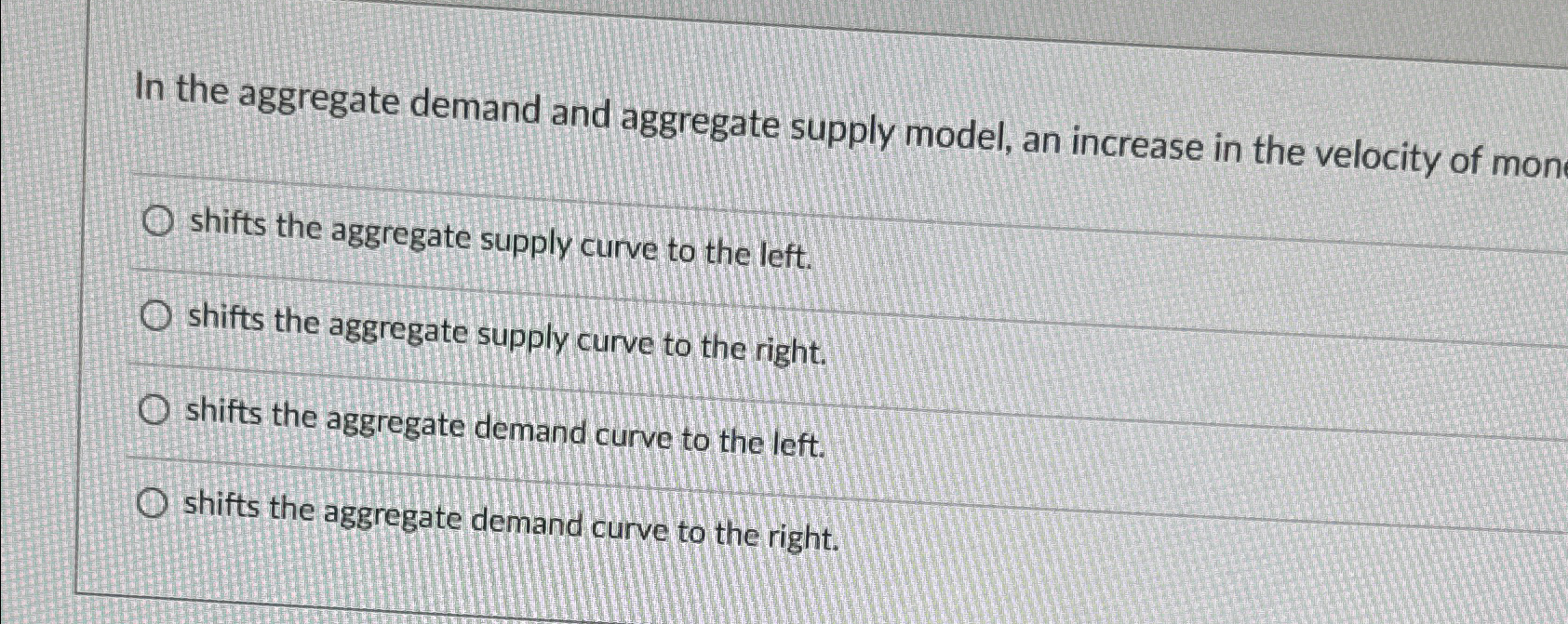Solved In the aggregate demand and aggregate supply model, | Chegg.com