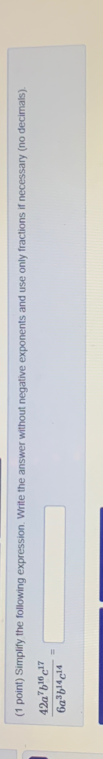 Solved (1 ﻿point) ﻿Simplify the following expression. Write | Chegg.com