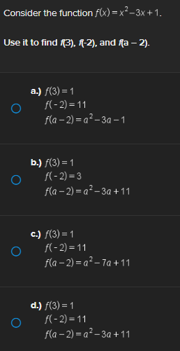 Solved Consider the function f(x)=x2-3x+1.Use it to find | Chegg.com