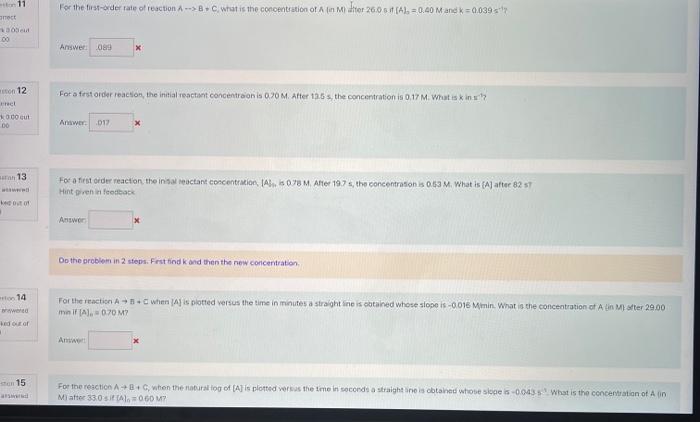 Solved For a frut order reacson, the initial reactant | Chegg.com
