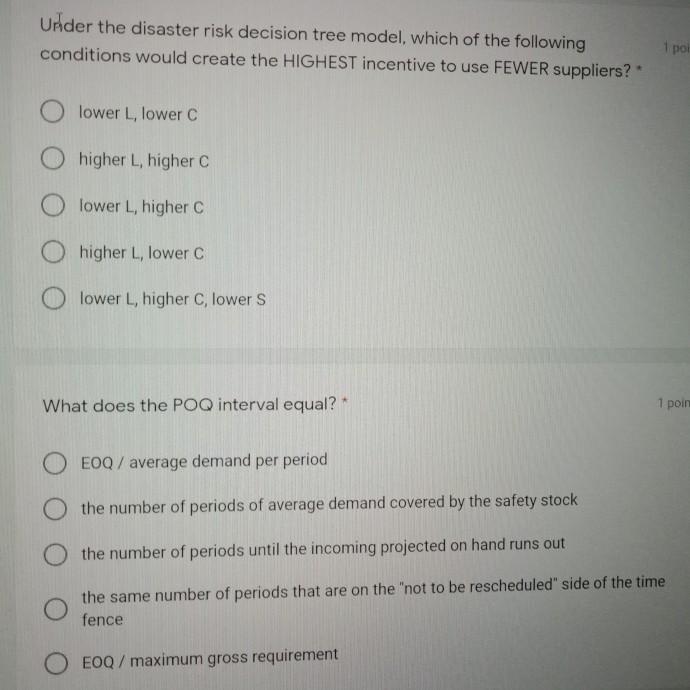 Solved Under the disaster risk decision tree model, which of | Chegg.com