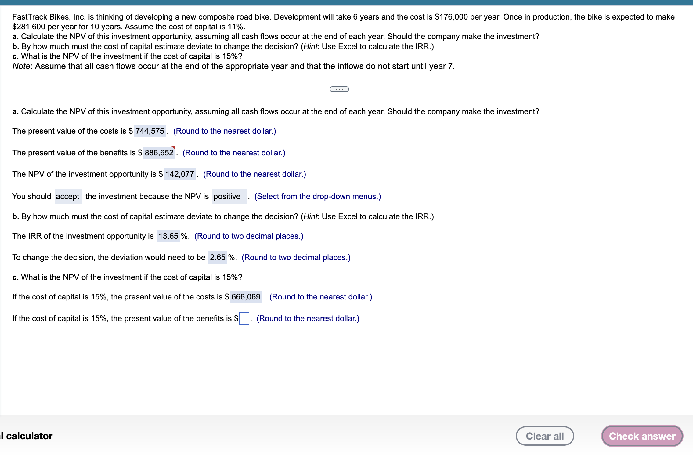 Solved Question content area top Part 1 ﻿FastTrack ﻿Bikes, | Chegg.com