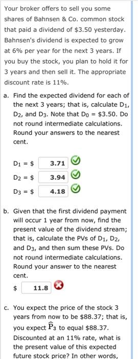 that is, calculate the PVs of D1,D2, and D3, and then | Chegg.com