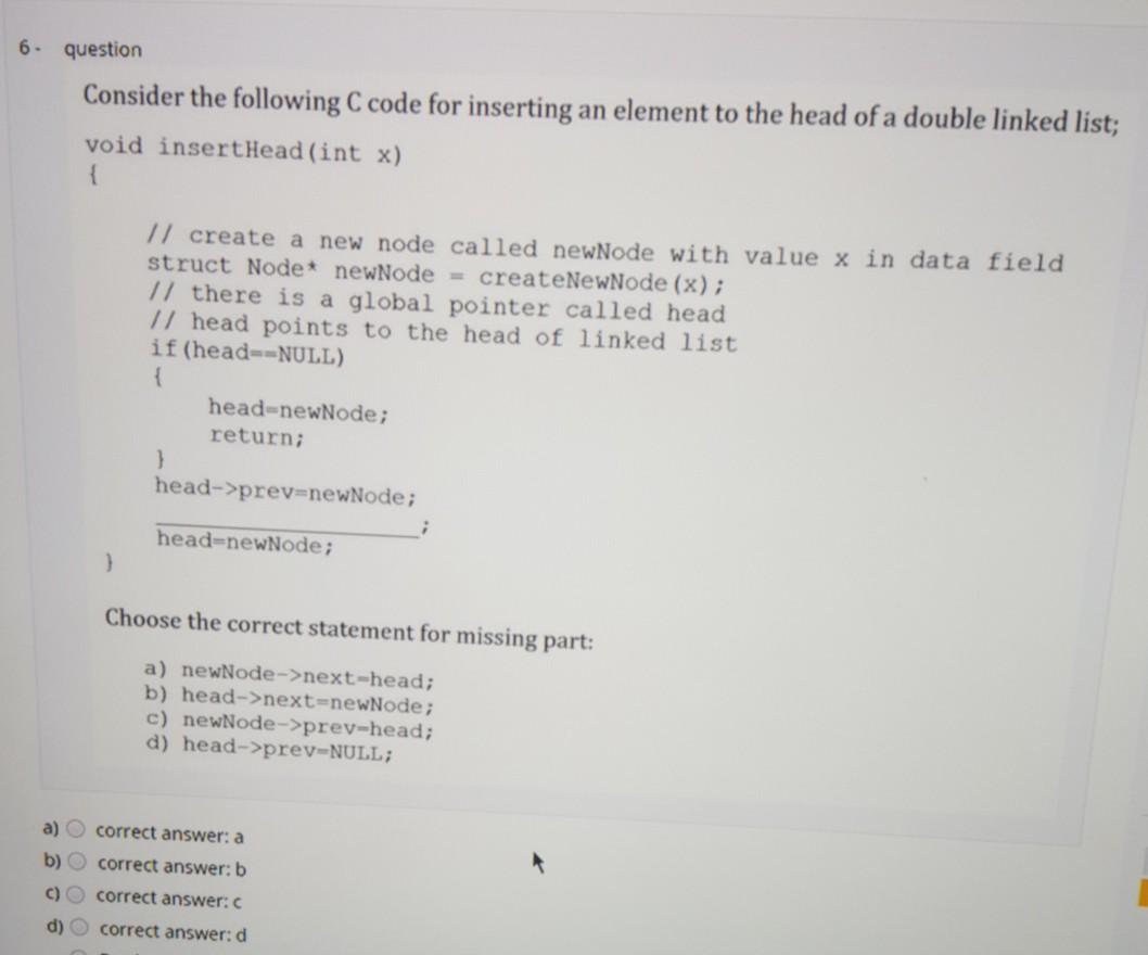 Solved 6. question Consider the following C code for | Chegg.com