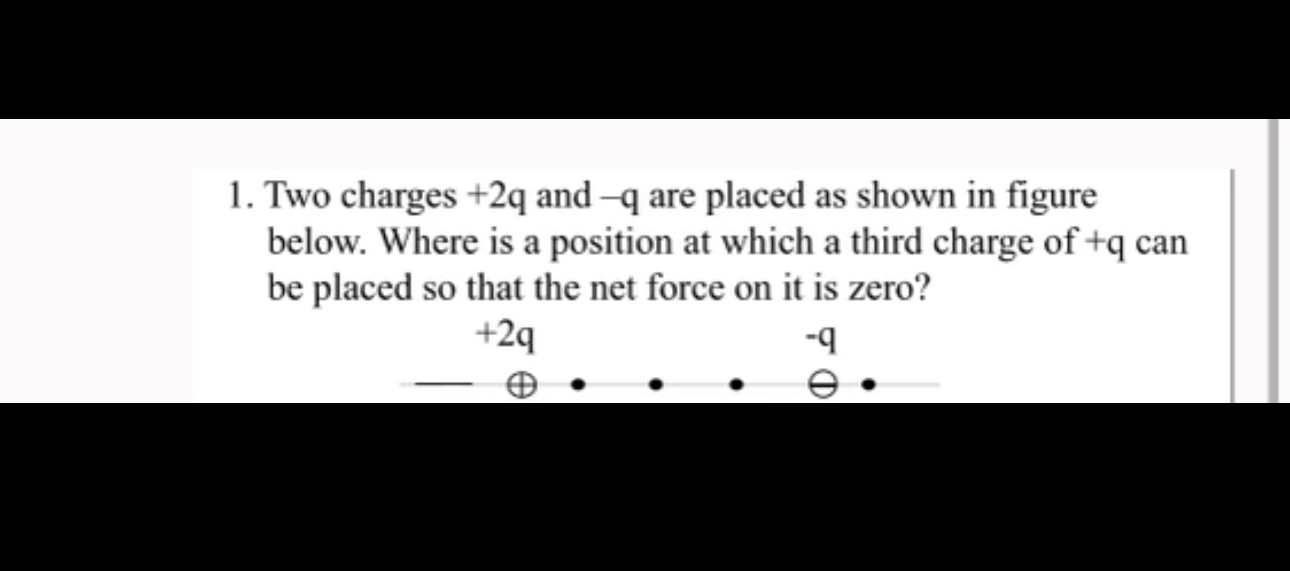 Solved Two charges +2q ﻿and -q ﻿are placed as shown in | Chegg.com