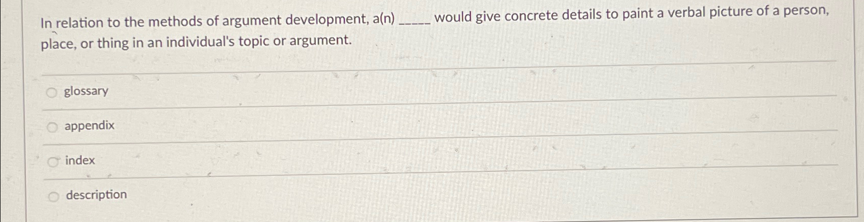 Solved In relation to the methods of argument development, | Chegg.com