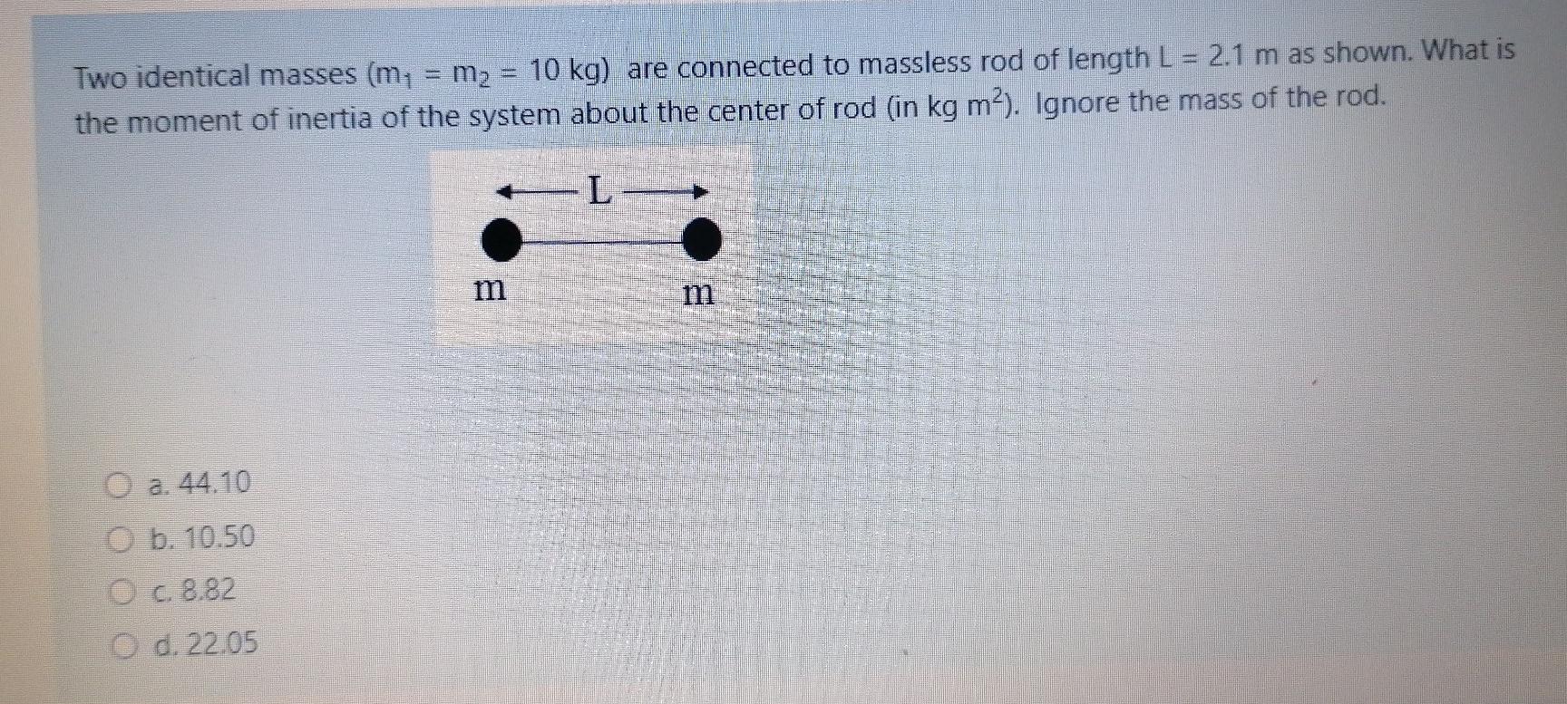Solved Two identical masses (mı = m2 = 10 kg) are connected | Chegg.com
