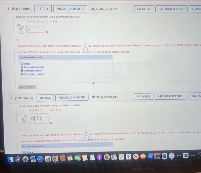 Solved Express The Arithmetic Sum Using Summation Notation