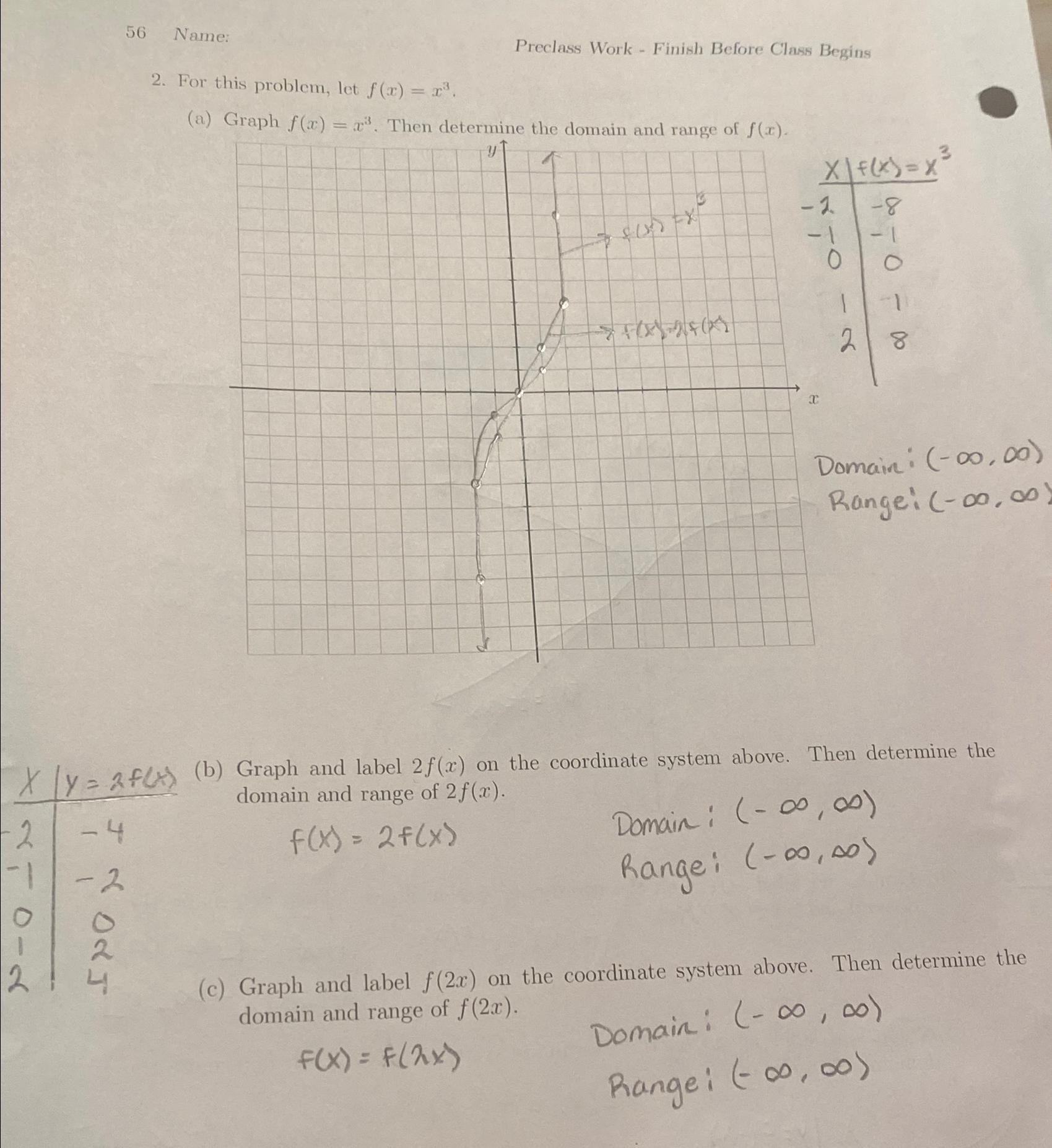 Solved 56 ﻿Name:Preclass Work - ﻿Finish Before Class | Chegg.com