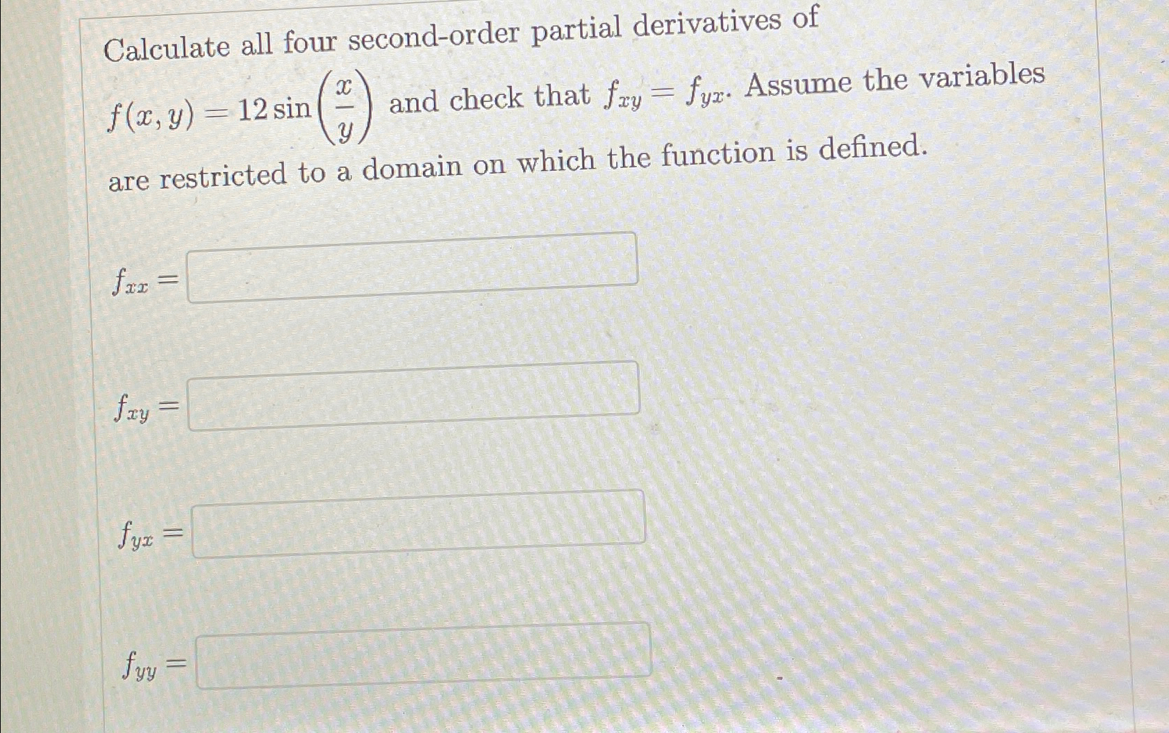 Solved Calculate All Four Second Order Partial Derivatives