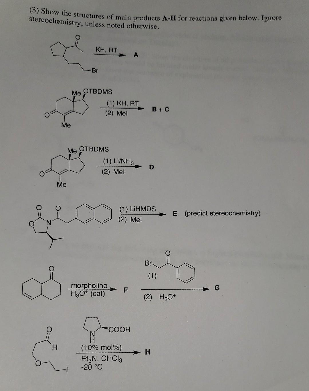 Solved Show the structures of main products A-H for | Chegg.com
