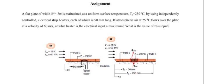 Solved A flat plate of width W=Im is maintained at a uniform | Chegg.com