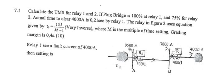 Solved 7.1 Calculate the TMS for relay 1 and 2. If Plug | Chegg.com