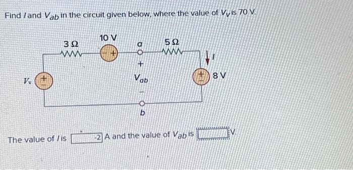 Solved Find / and Vab in the circuit given below, where the | Chegg.com