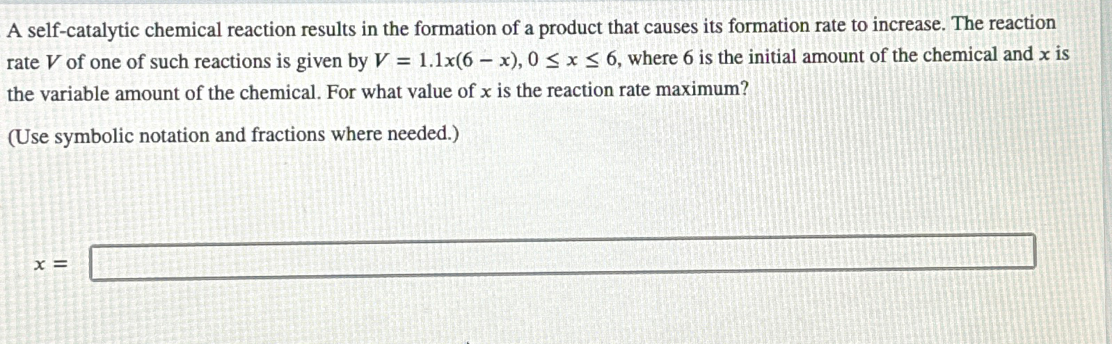Solved A self-catalytic chemical reaction results in the | Chegg.com