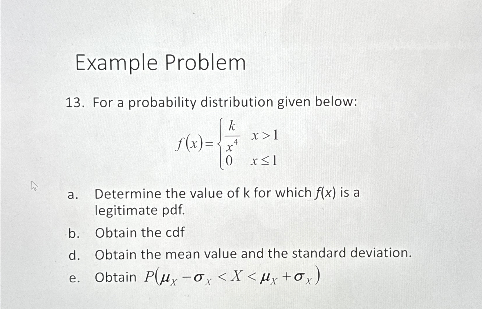 Solved Example Problem13. ﻿For a probability distribution | Chegg.com