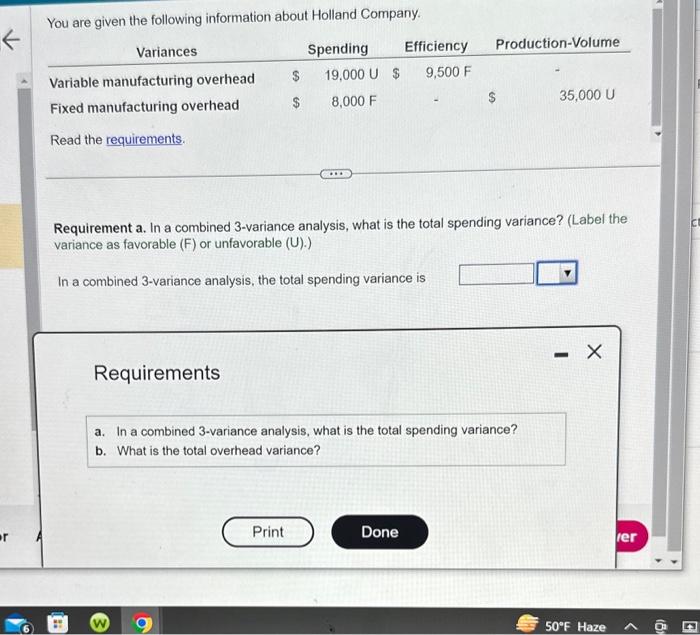 Solved You are given the following information about Holland | Chegg.com