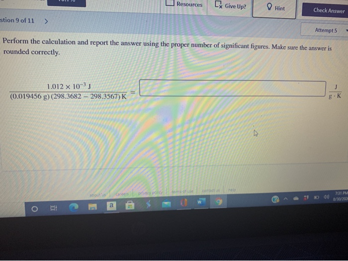 Solved Resources C Give Up? Hint Check Answer stion 9 of 11 | Chegg.com