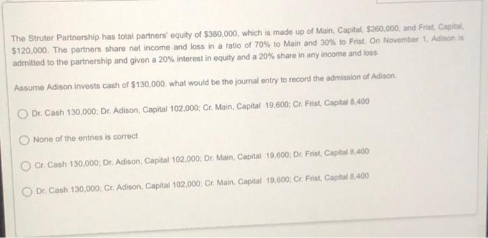 Solved The Struter Partnership has total partners' equity of | Chegg.com