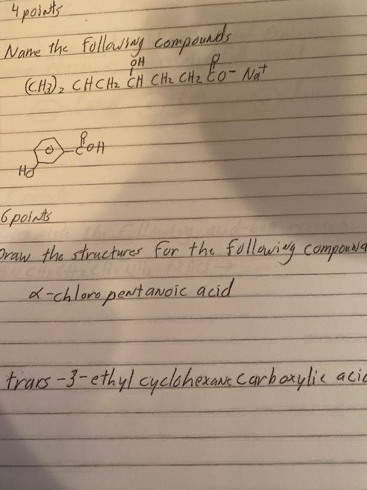 Solved 4 points Name the following compounds (CH3), CHCH2 CH | Chegg.com