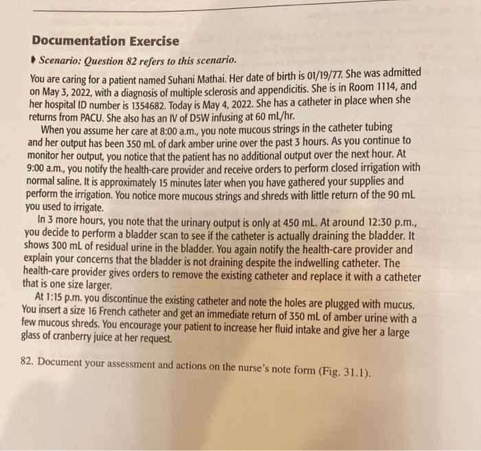 Solved Documentation Exercise Scenario: Question 82 refers | Chegg.com