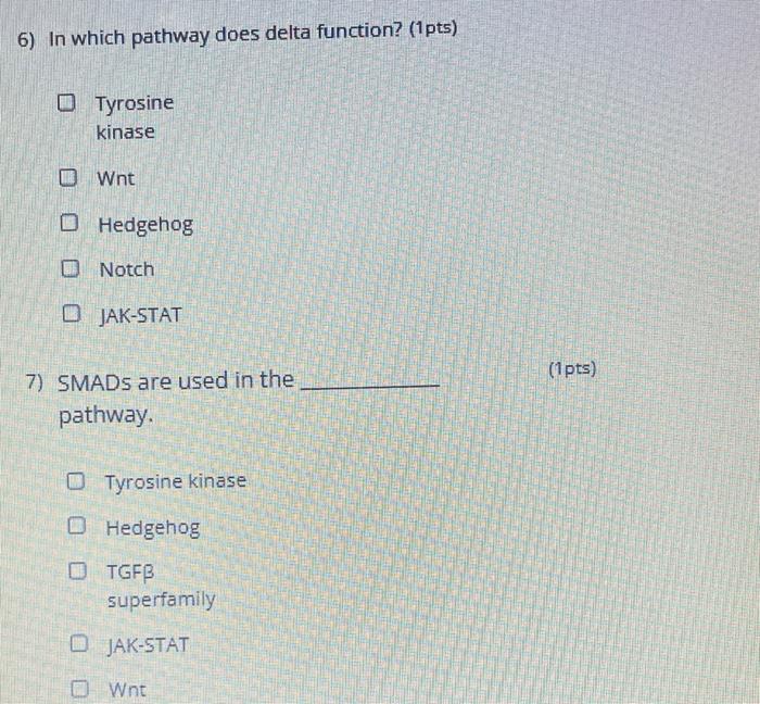 Solved 6) In which pathway does delta function? (1pts) | Chegg.com