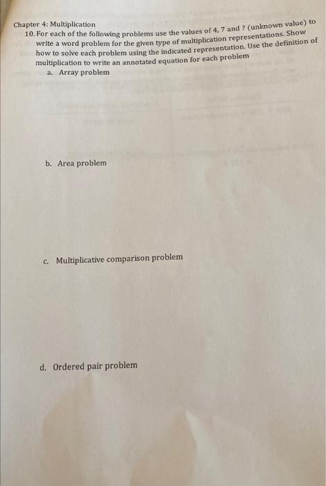 Solved Chapter 4: Multiplication 10. For each of the | Chegg.com